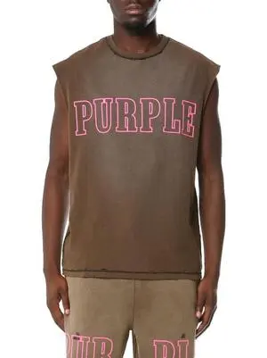 PURPLE BRAND Sleeveless Graphic T-shirt - Black