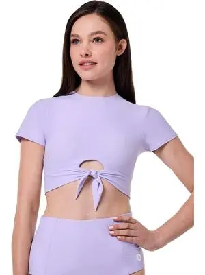 Coolibar Upf 50+ Sun Protection Swim Crop Top With Front Tie - Lavendula