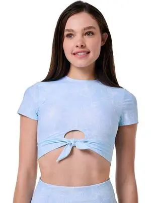 Coolibar Upf 50+ Sun Protection Swim Crop Top With Front Tie - Skyride Perfect Peony