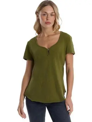 Wilt V-neck Henley Short Sleeve T-shirt - Moss