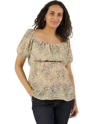 CACHE COEUR Joy Puff Sleeve Floral Maternity & Nursing Top - Multicolor