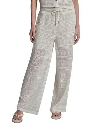Dkny Open Stitch Drawstring Wide Leg Pants - Coconut