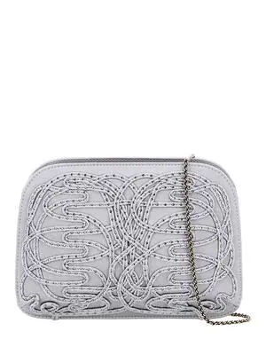 Giorgio Armani La Prima Satin Clutch With Soutache And Rhinestones - Silver