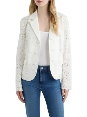 FRAME Paisley Cotton Eyelet Blazer - White