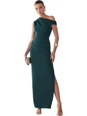 ST MRLO Raye Maxi Dress One Shoulder, Asymmetrical Neckline - Teal