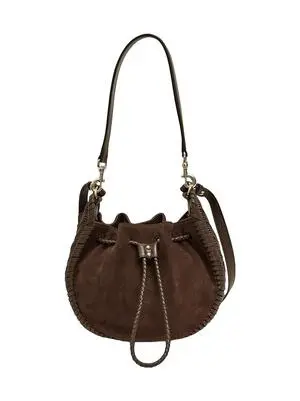 AIMEE All For Love Convertible Drawstring Bucket Bag - Fudge Suede
