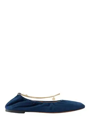 Stella McCartney Ballerina Alter Suede Flats With Chain Detail - Blue