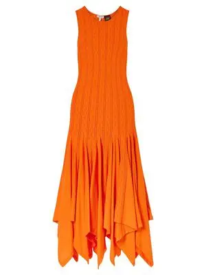 Loewe Pointelle-knit Midi Dress - Orange