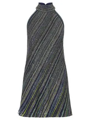 Missoni Halterneck Turtleneck Mini Dress With Metallic Stripes - Multi