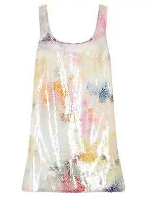 Aje Dahlia Floral Print Sequined Mesh Mini Dress - Multi