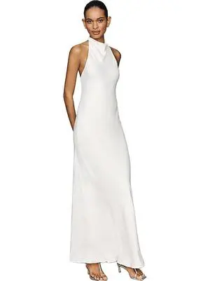 Maeve Maeve Jamie Satin Halter Maxi Dress Cloud Dancer
