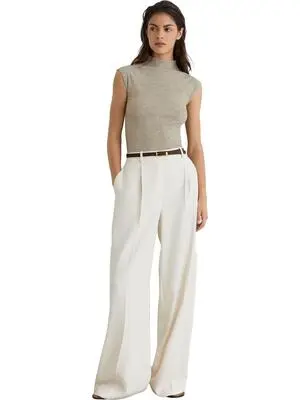 REISS Reiss Dita Metallic-Knit High-Neck Vest