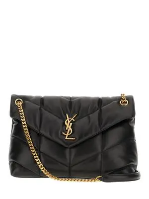Saint Laurent SAINT LAURENT Black Quilted Leather Shoulder Bag With Gold Tone Chain Strap Multicolor