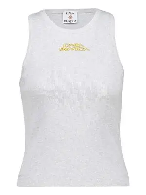 Casablanca CASABLANCA Ribbed Tank Top With Logo Print Gray