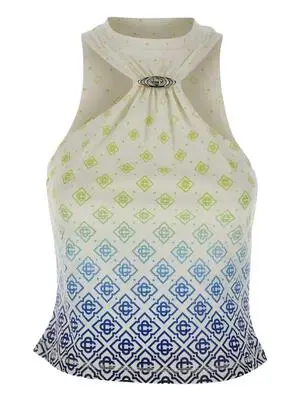 Casablanca CASABLANCA Draped Top With Monogram Print Multicolor