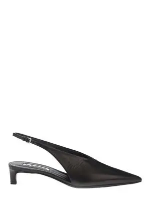 JIL SANDER Leather Slingback Pumps With Ankle Strap - Black