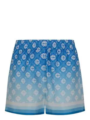 Casablanca Diamond Monogram Silk Shorts - Blue