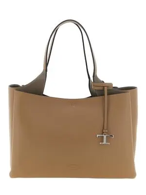TOD'S Medium T Timeless Shopping Bag - Brown