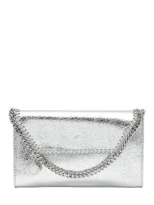 Stella McCartney Falabella Metallic Crossbody Wallet Bag - Silver