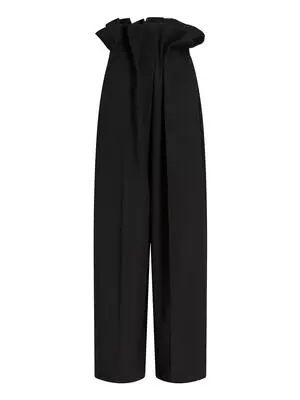 Khaite Kira Wool Pleated Wide-leg Trousers - Black