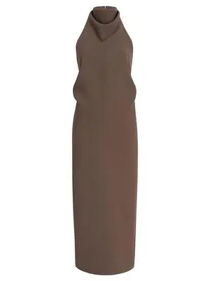 Khaite KHAITE Roxanne High-Neck Halter Crepe Dress With Open Back Clove