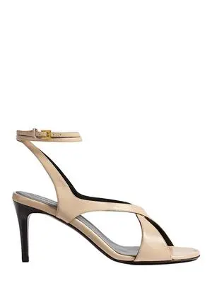 Khaite Liria Ankle Strap Sandal In Glazed Leather - Nude
