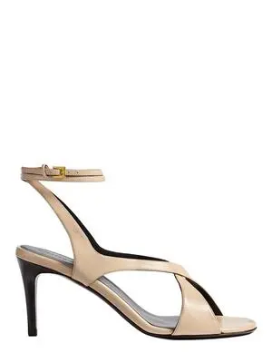 Khaite KHAITE Liria Ankle Strap Sandal In Glazed Leather Nude