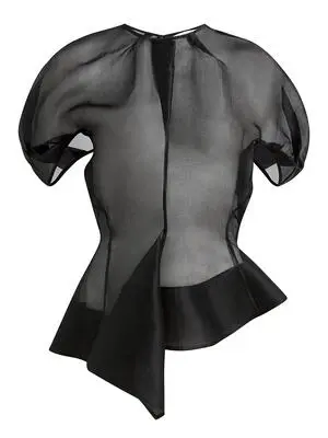 Khaite Rumi Silk Organza Draped Top - Black