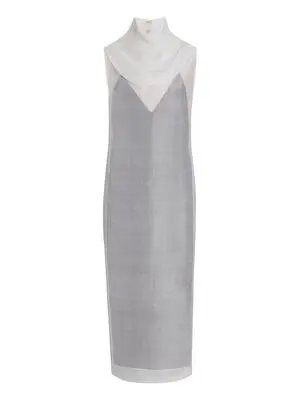 Khaite Elva Silk Organza High-neck Dress - Chalk