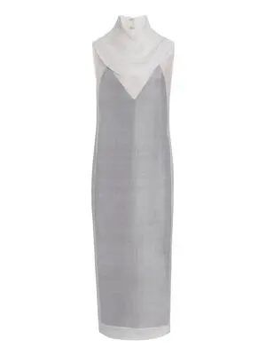 Khaite Elva Silk Organza High-neck Dress - Chalk