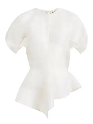 Khaite Rumi Silk Organza Draped Top - Chalk