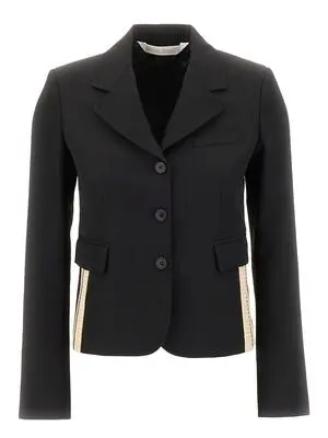 Palm Angels Single Breasted Blazer With Striped Detailing - Multicolor