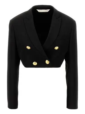 PALM ANGELS PALM ANGELS Double Breasted Cropped Blazer With Metal Trims