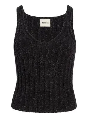 Khaite Val Ribbed Cotton V-neck Tank - Black