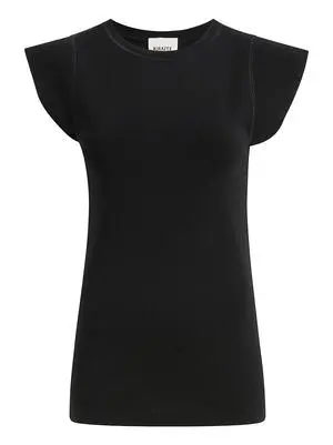 Khaite Angel Top In Ribbed Japanese Cotton - Black