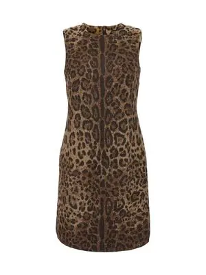 Dolce & Gabbana Leopard Print Sleeveless Dress - Multicolor