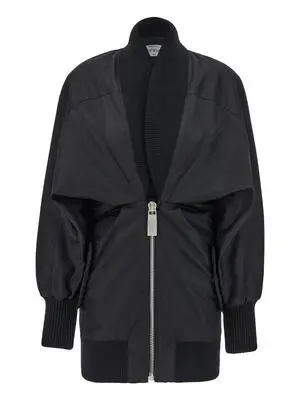 Off-White OFF-WHITE Black Bomber Jacket With Silver Tone Zipper Multicolor