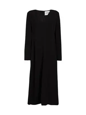 JIL SANDER Black V-neck Long Sleeve Dress - Multicolor