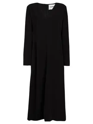 JIL SANDER Black V-neck Long Sleeve Dress - Multicolor