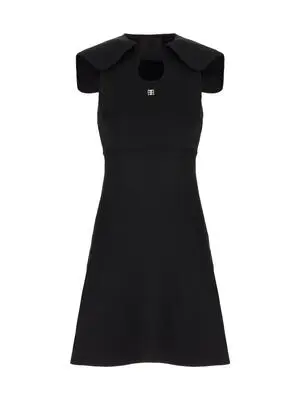 Givenchy Black Dress With Silver Tone Emblem - Multicolor
