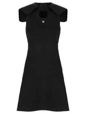 Givenchy Black Dress With Silver Tone Emblem - Multicolor