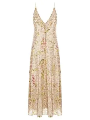 Alberta Ferretti Sequined V-neck Dress - Multicolor
