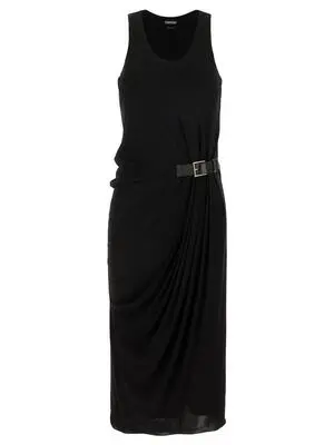 TOM FORD Black Asymmetrical Belted Dress - Multicolor