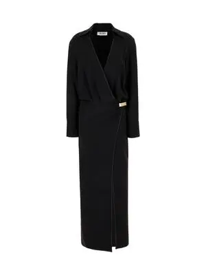Attico Asymmetrical Midi Dress With Gold Tone Clasp - Multicolor