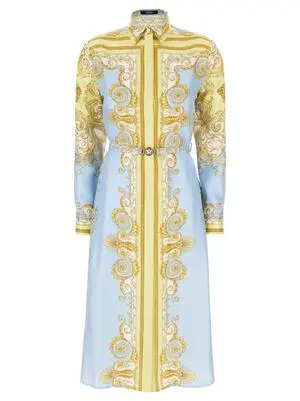 Versace Printed Belted Shirt Dress - Multicolor