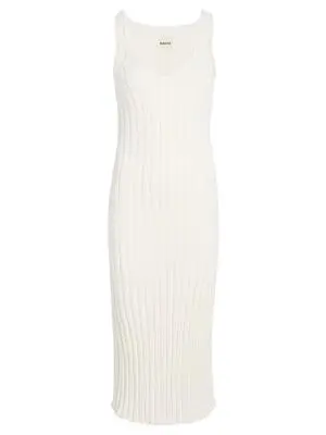 Khaite Ribbed Knit V-neck Midi Dress - Glaze