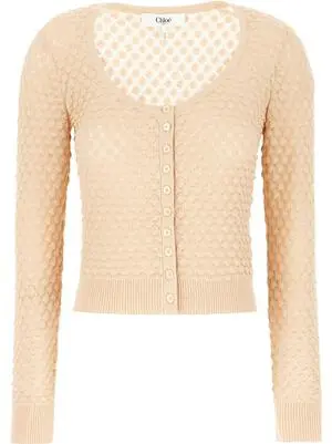 CHLOÉ CHLOE Ribbed Cardigan With Button Detail