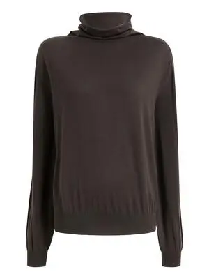 Khaite Annette Merino Wool Turtleneck Sweater - Espresso