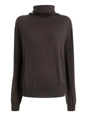 Khaite Annette Merino Wool Turtleneck Sweater - Espresso