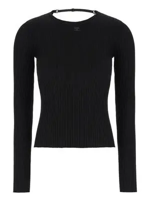 COURREGES Ribbed Knit Long Sleeve Top With Harness Detail - Multicolor